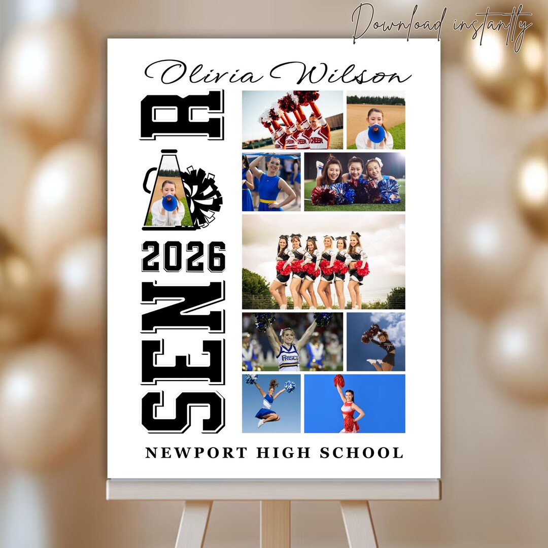 Cheer Senior Photo Collage Template Cheer Senior Night Poster Senior ...