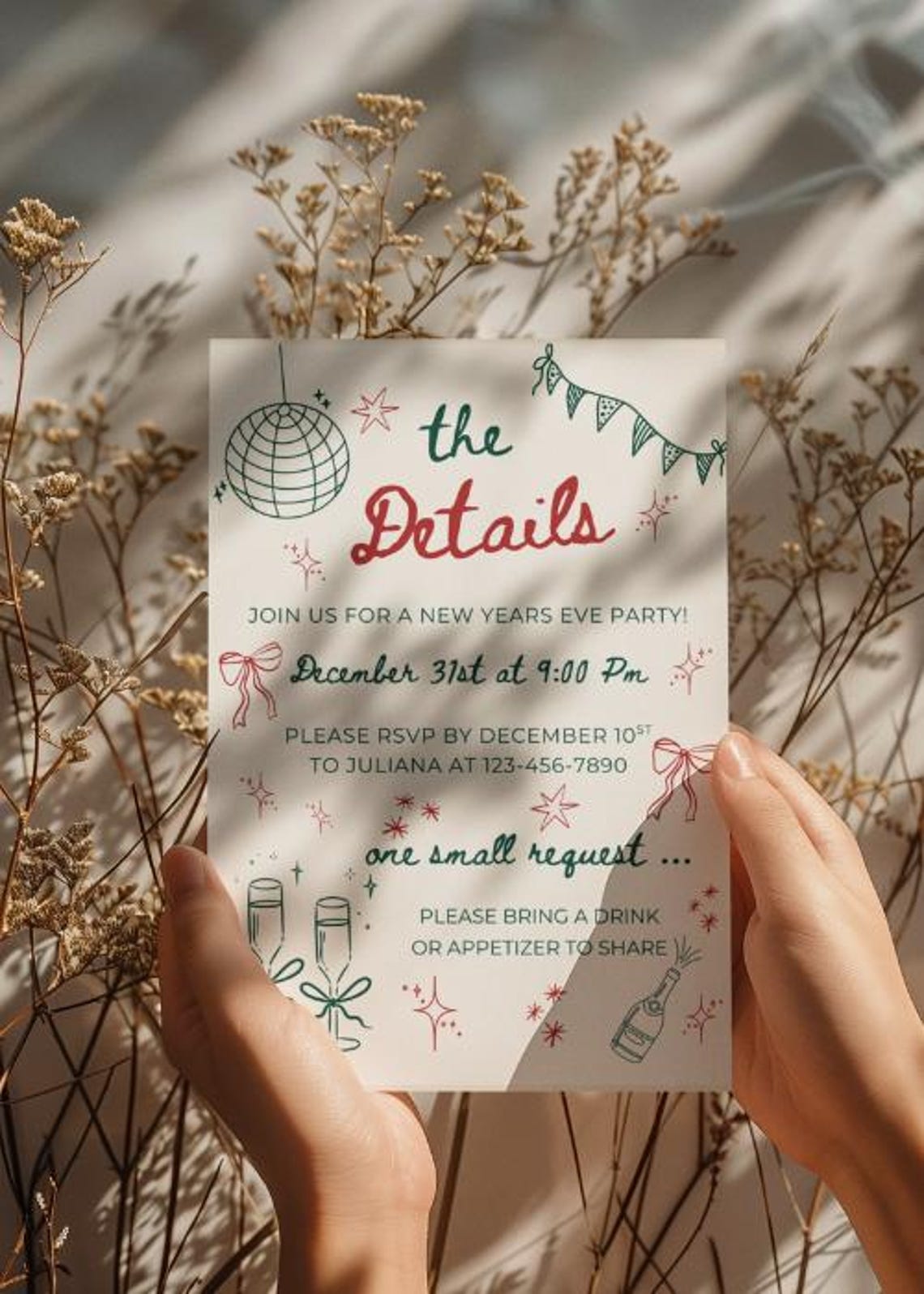 New Year’s Eve Invitation Template Holiday Party Invite Cheers to the ...