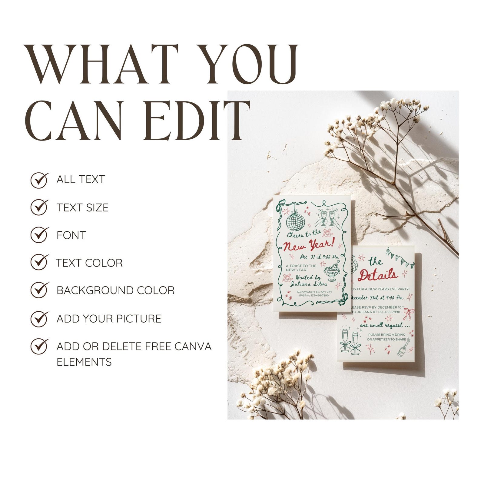New Year’s Eve Invitation Template Holiday Party Invite Cheers to the ...