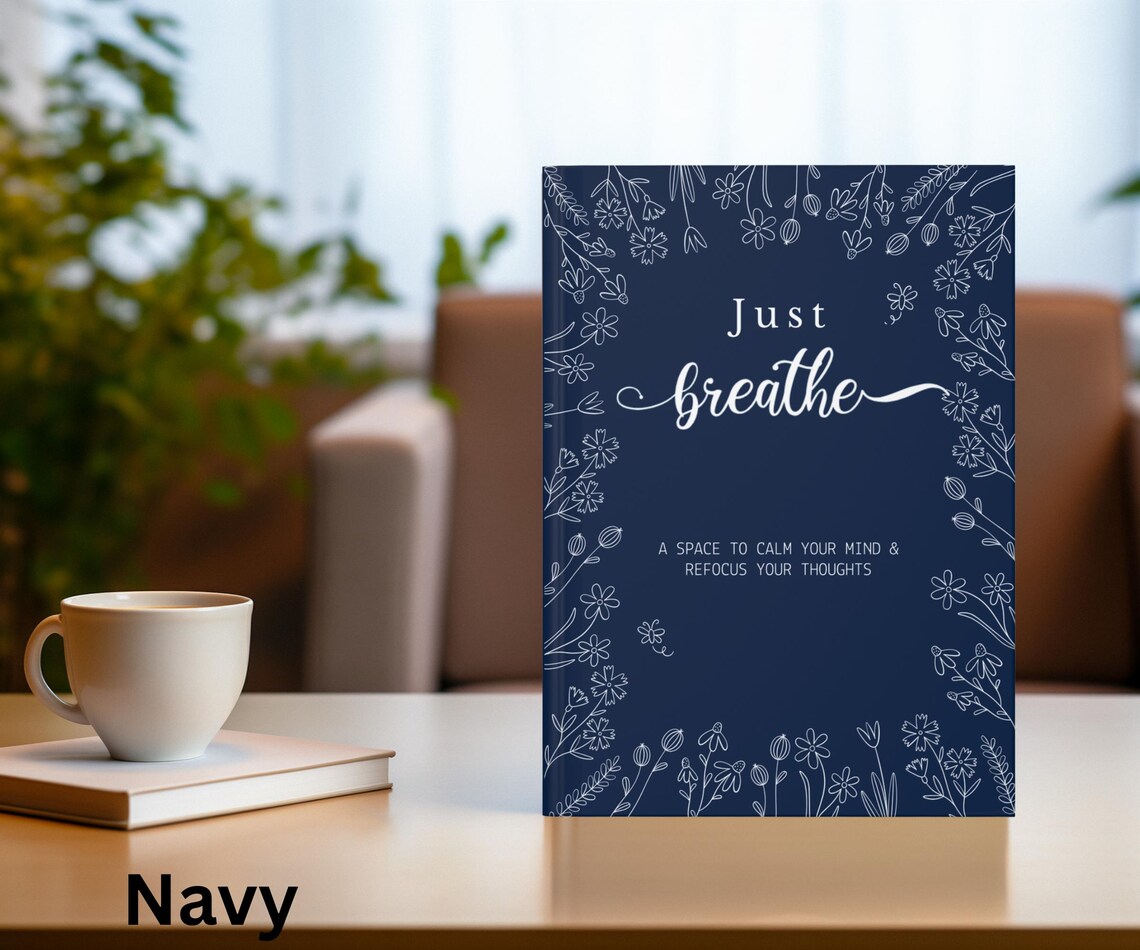 Just Breathe Therapy Notes Journal Mental Health Daily Check in Funny ...