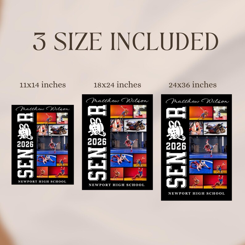 Personalized Wrestling Senior Night Poster Template, Photo Collage ...