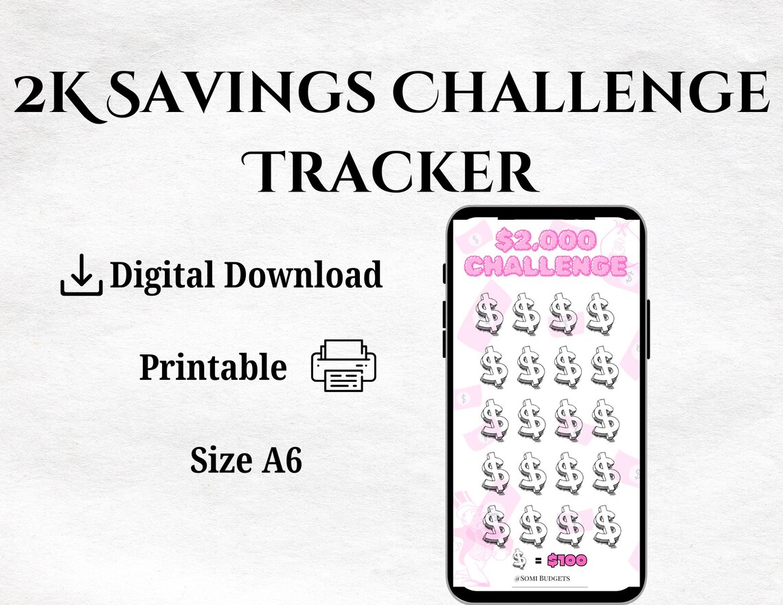 Printable 2k Savings Challenge | A6 | Digital Download - Etsy