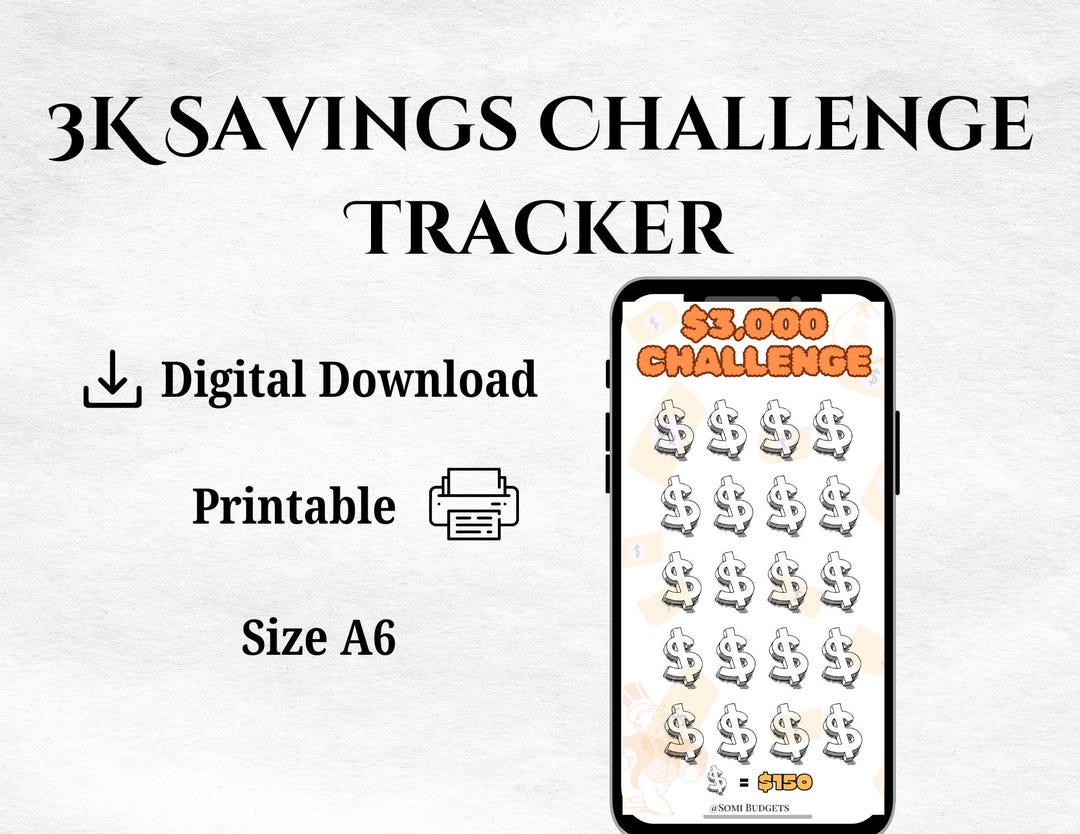 Printable 3k Savings Challenge | A6 | Digital Download - Etsy