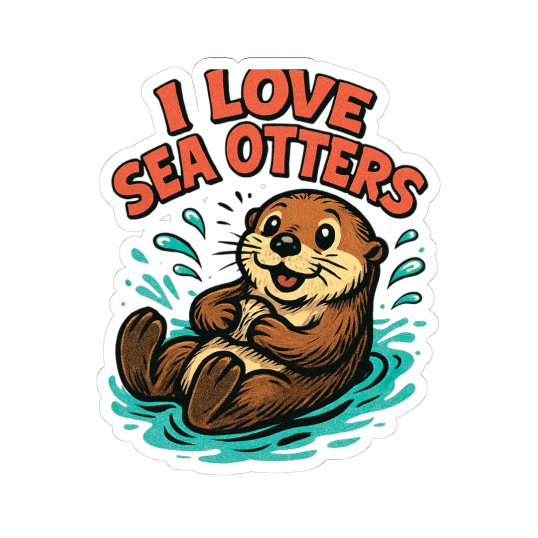 Playful Sea Otter Stickers, Cute Animal Decor, Laptop and Water Bottle ...