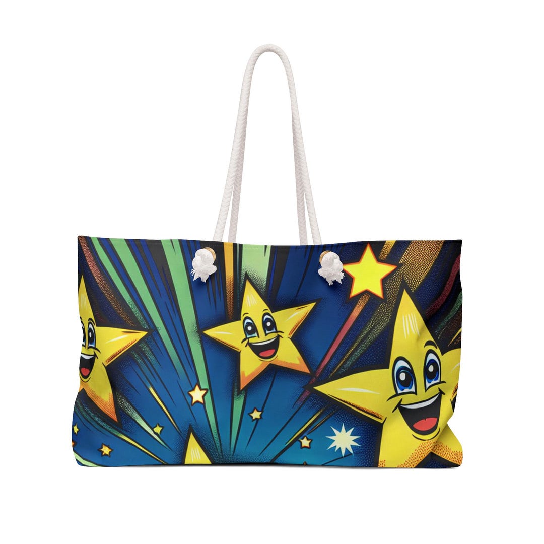 Space Stars Weekender Bag: Happy Galaxy Travel Tote - Etsy