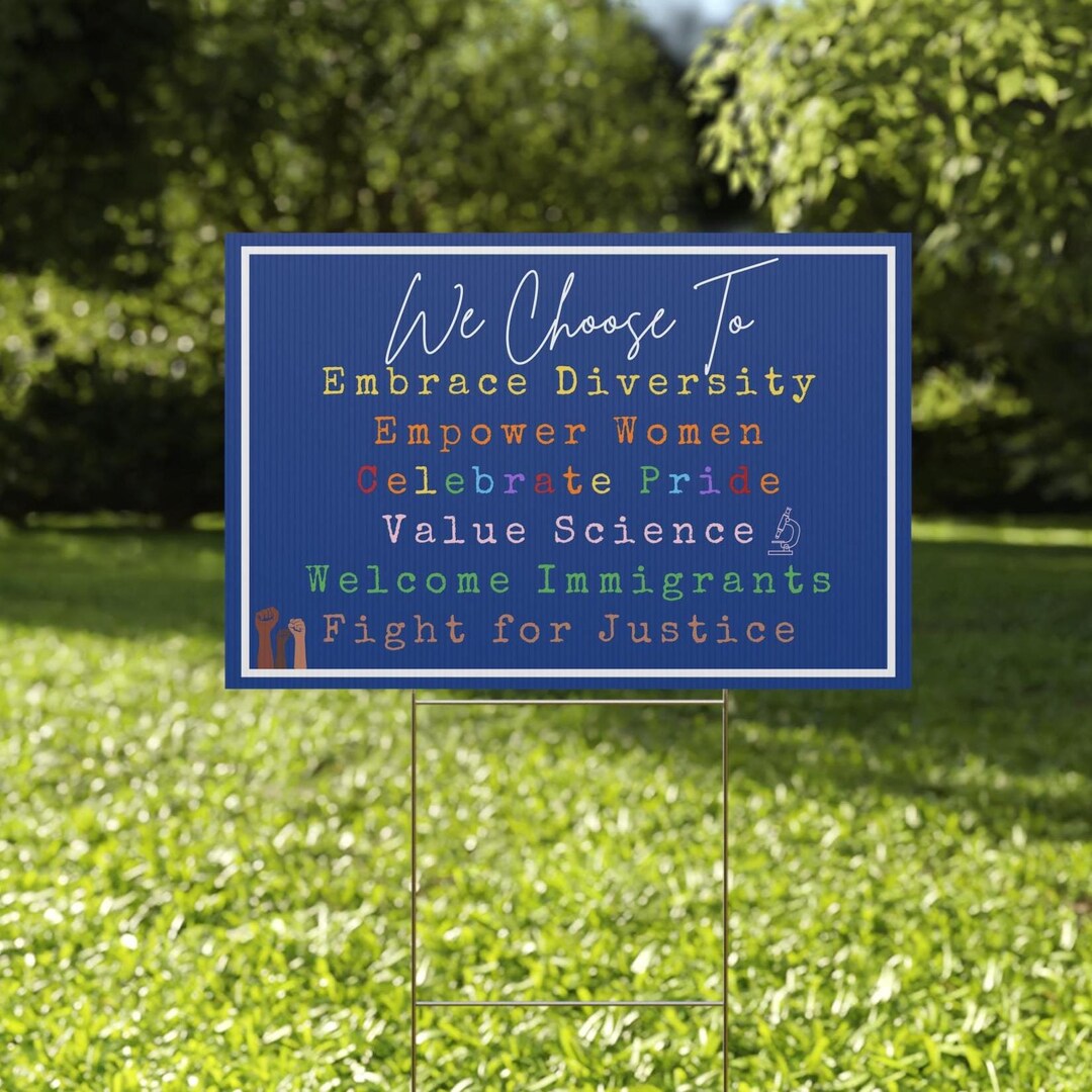 Double Sided Yard Sign, Democratic Values Yard Sign, in This Home We ...