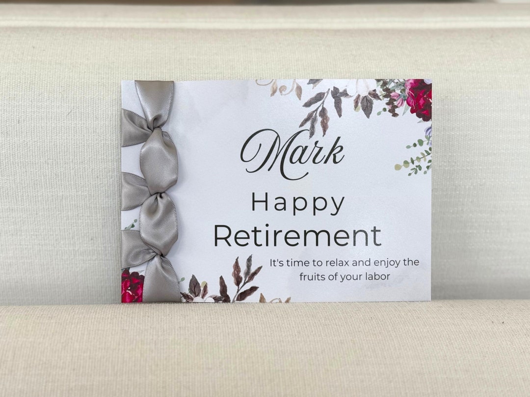 Handmade Personalized Retirement Card | Elegant Satin Ribbon Greeting ...