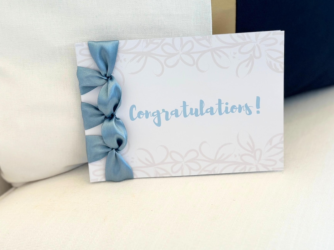 Custom Handmade Congratulations Card, Satin Ribbon, Luxury Card ...