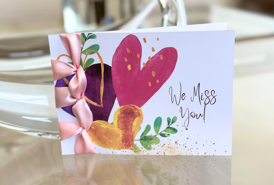 Handmade Miss You Card | Personalized Satin Ribbon Greeting - Etsy