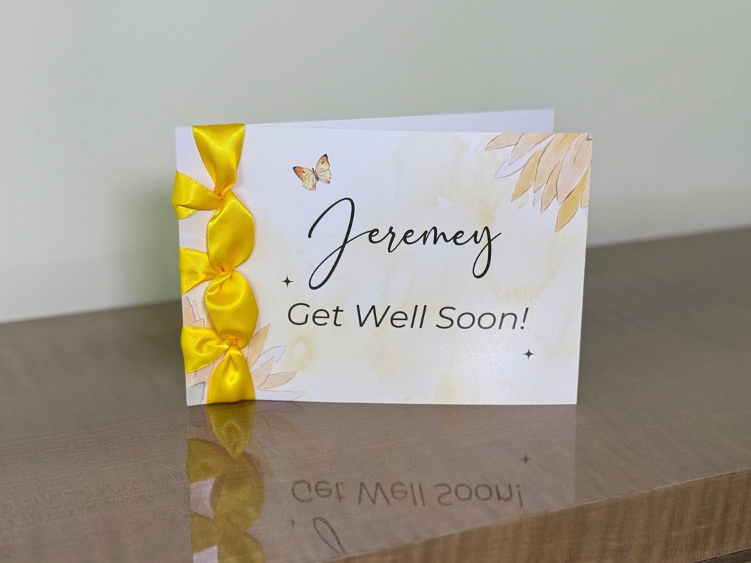 Custom Handmade Get Well Card, Satin Ribbon, Luxury Card, Personalized ...