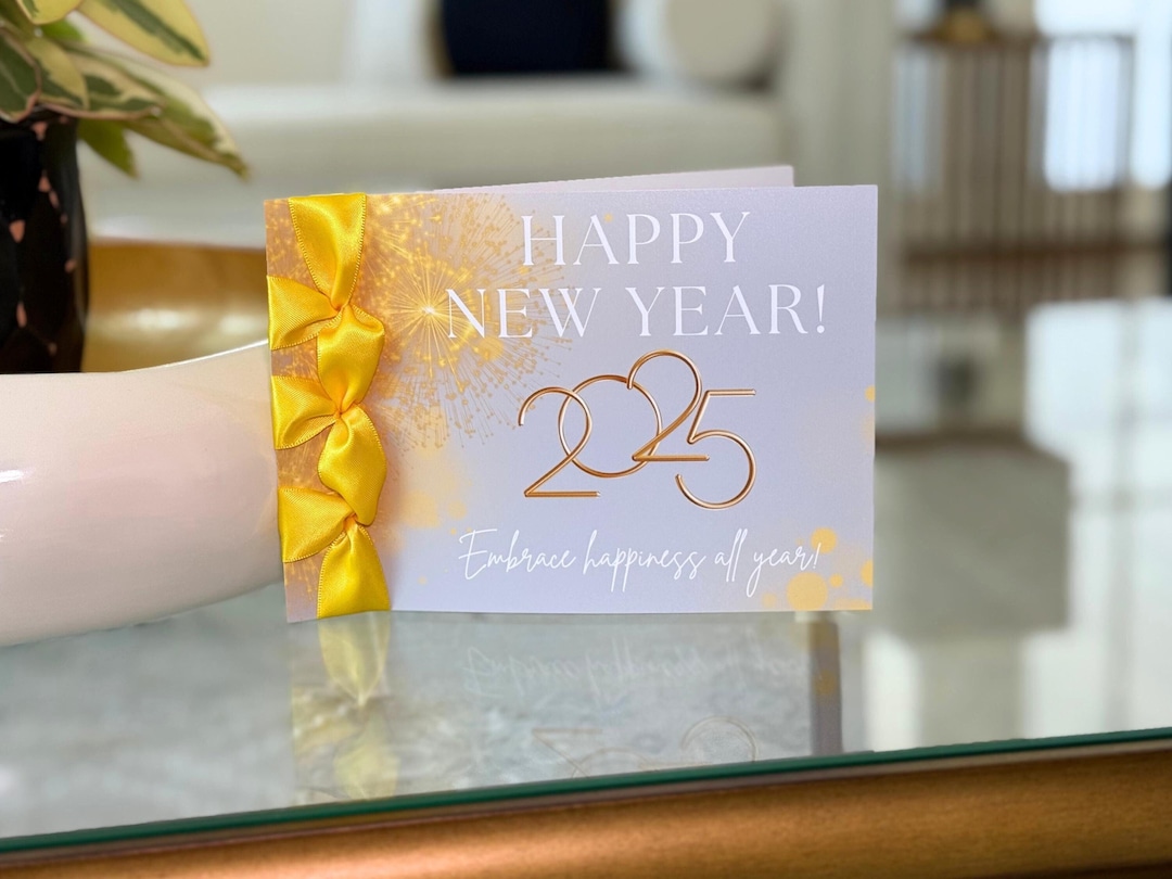 Custom Handmade New Years Card, Satin Ribbon, Luxury Card, Personalized ...