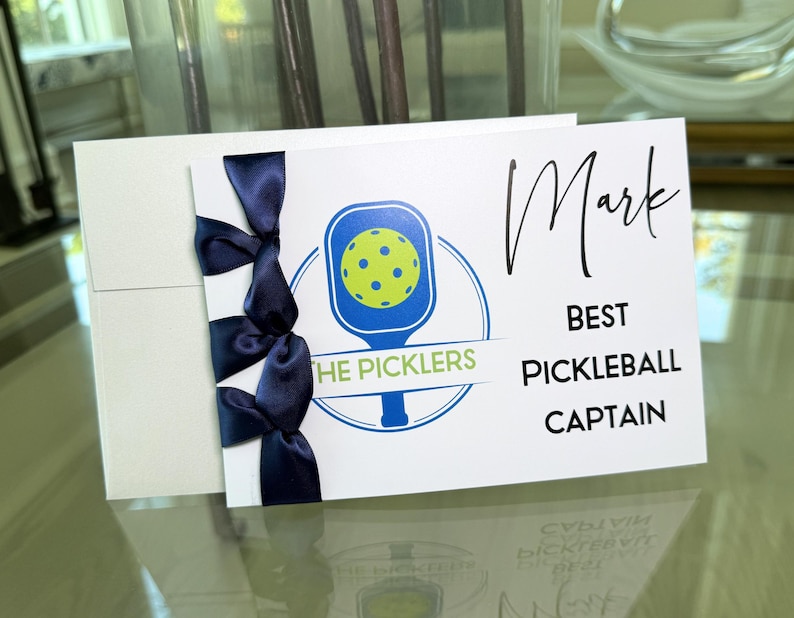 Custom Handmade Card for Pickleball Captain, Satin Ribbon, Luxury Card ...