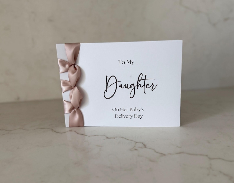 Handmade Congratulations Card - Daughter's New Baby - Satin Ribbon ...