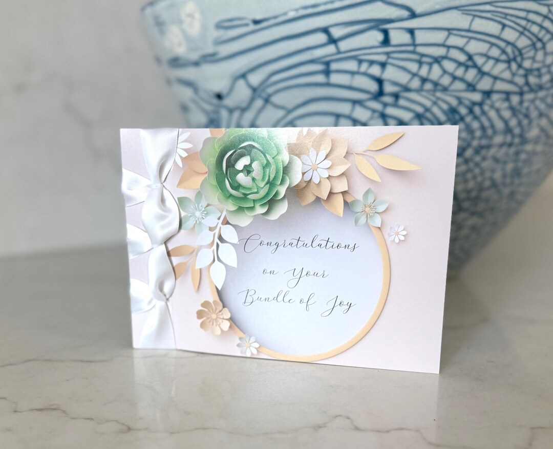 Personalized Baby Shower Card | Luxury Handmade Keepsake With Satin ...