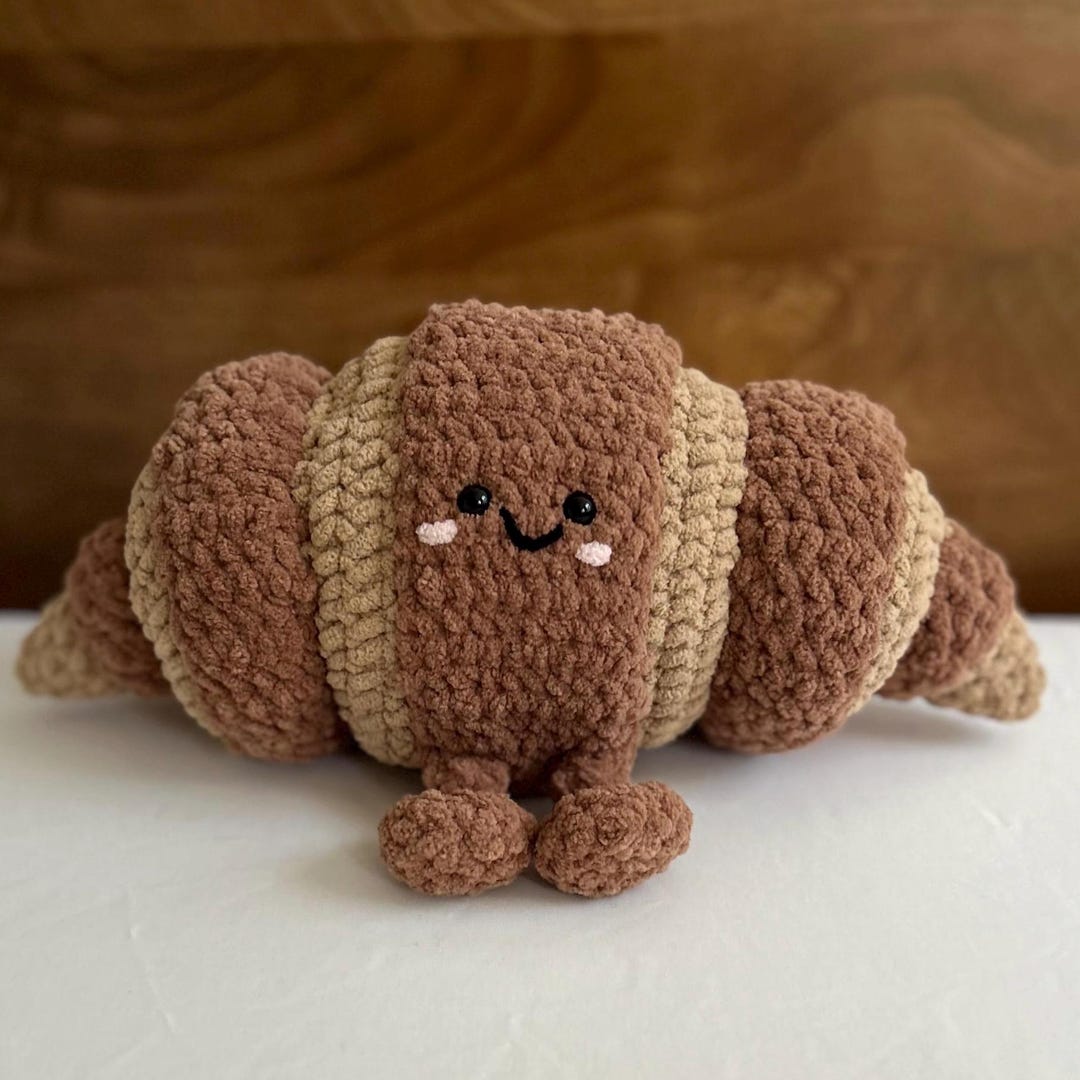 Crochet Croissant Plush: Amigurumi Pastry With Feet and Smile - Etsy