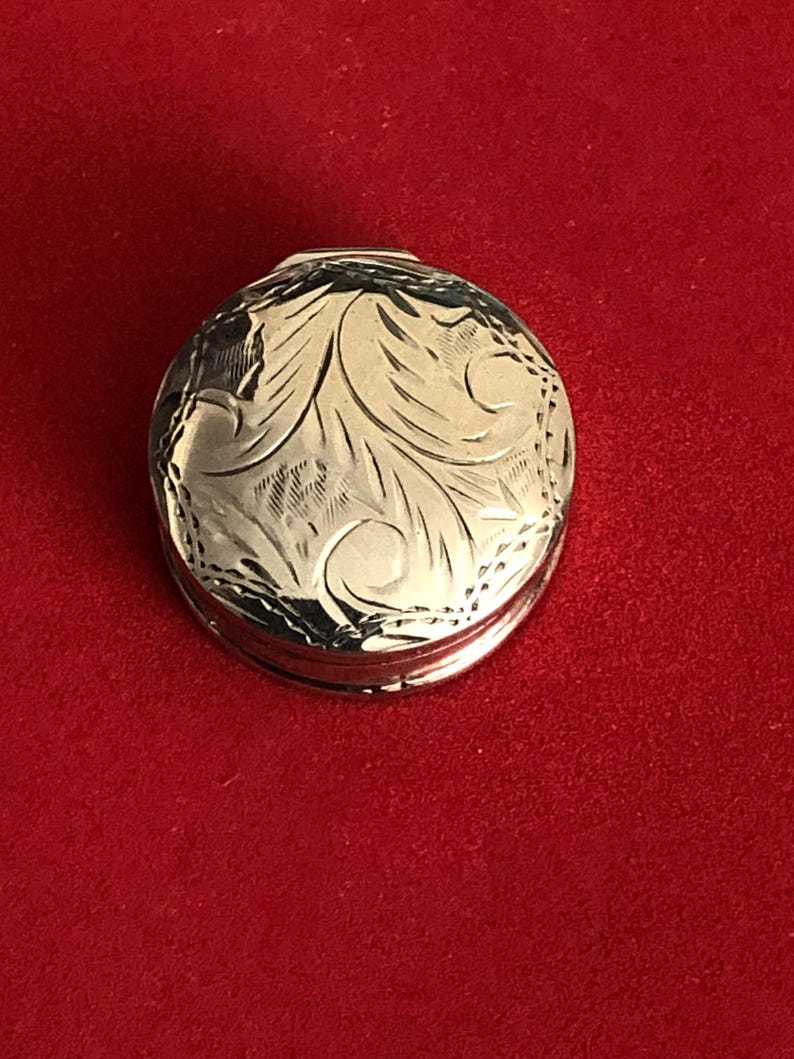 Vintage Sterling Silver Small Engraved Round Pill Boxes - Etsy UK