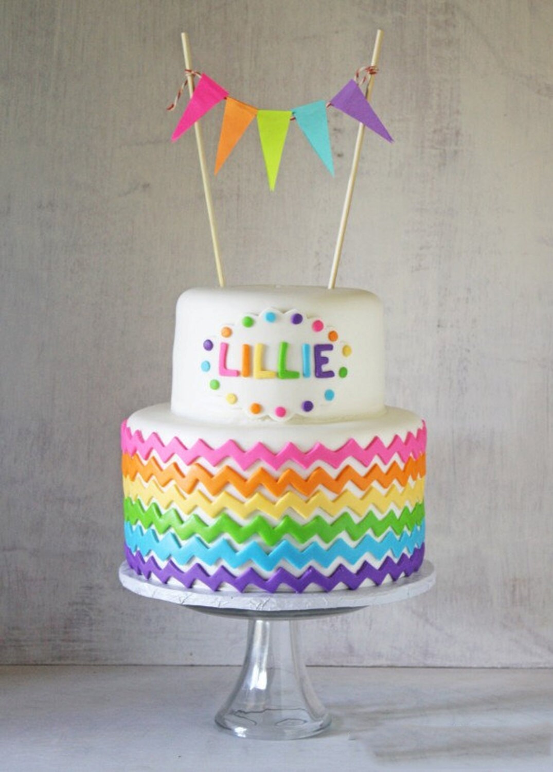Rainbow Chevron Happy Birthday Party Banner Party - Etsy