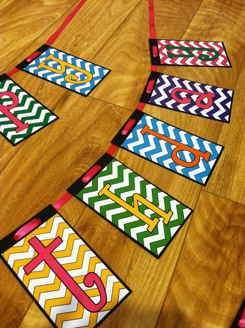 Rainbow Chevron Happy Birthday Party Banner Party - Etsy