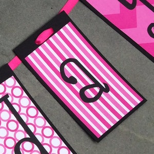 Happy Birthday Bright Pink/light Pink/white Chevron, Circle & Stripes ...