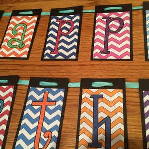 Multi Color Chevron Happy Birthday Party Banner, Birthday Banner ...