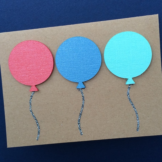 Happy Birthday Balloon Card With Glitter String | Etsy