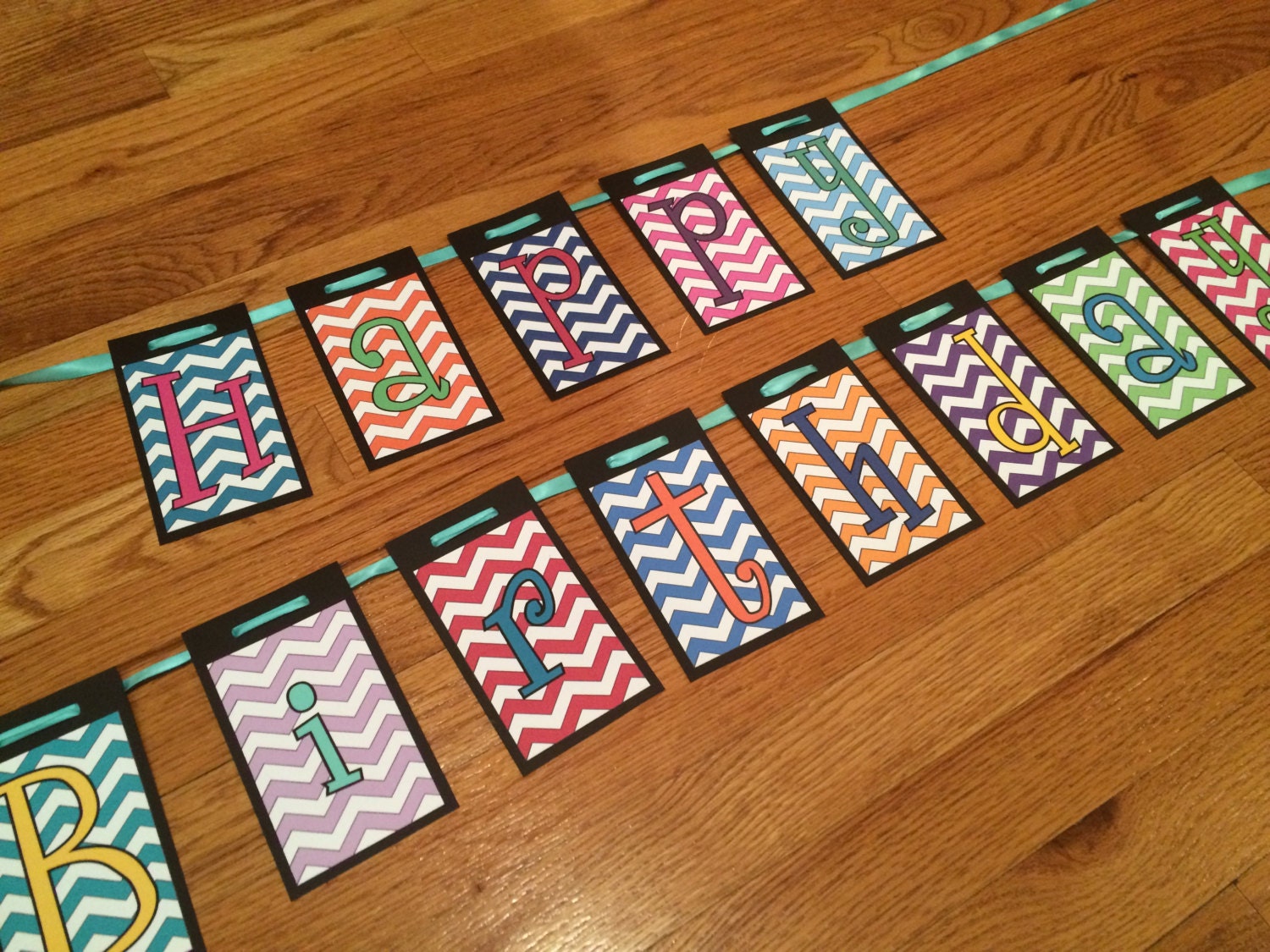 Multi Color Chevron Happy Birthday Party Banner, Birthday Banner ...