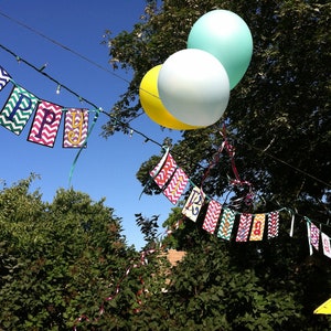 Multi Color Chevron Happy Birthday Party Banner, Birthday Banner ...