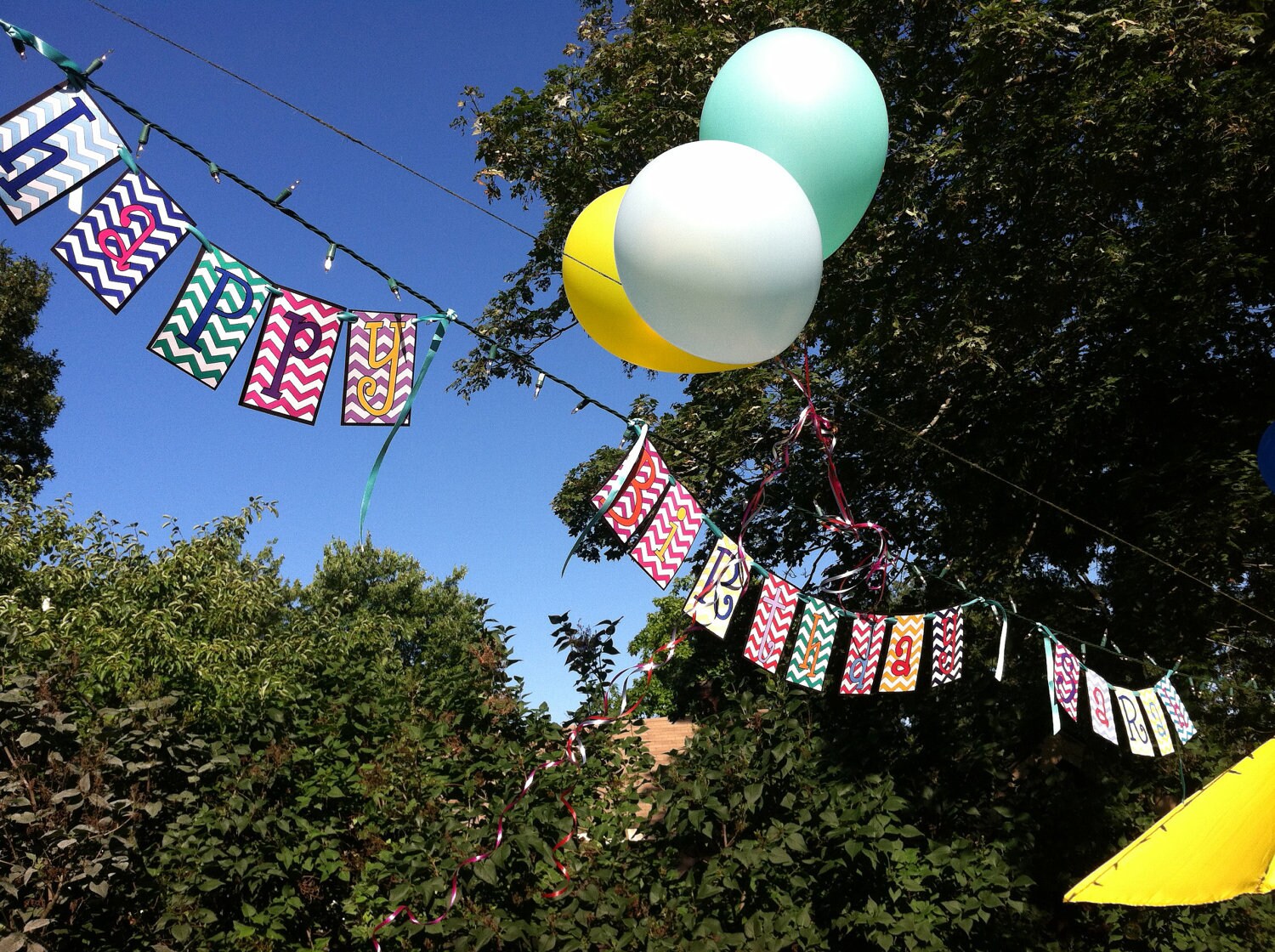 Multi Color Chevron Happy Birthday Party Banner, Birthday Banner ...