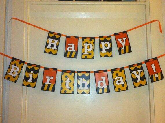 1st birthday banner Birthday decorations Birthday banner Chevron and ...