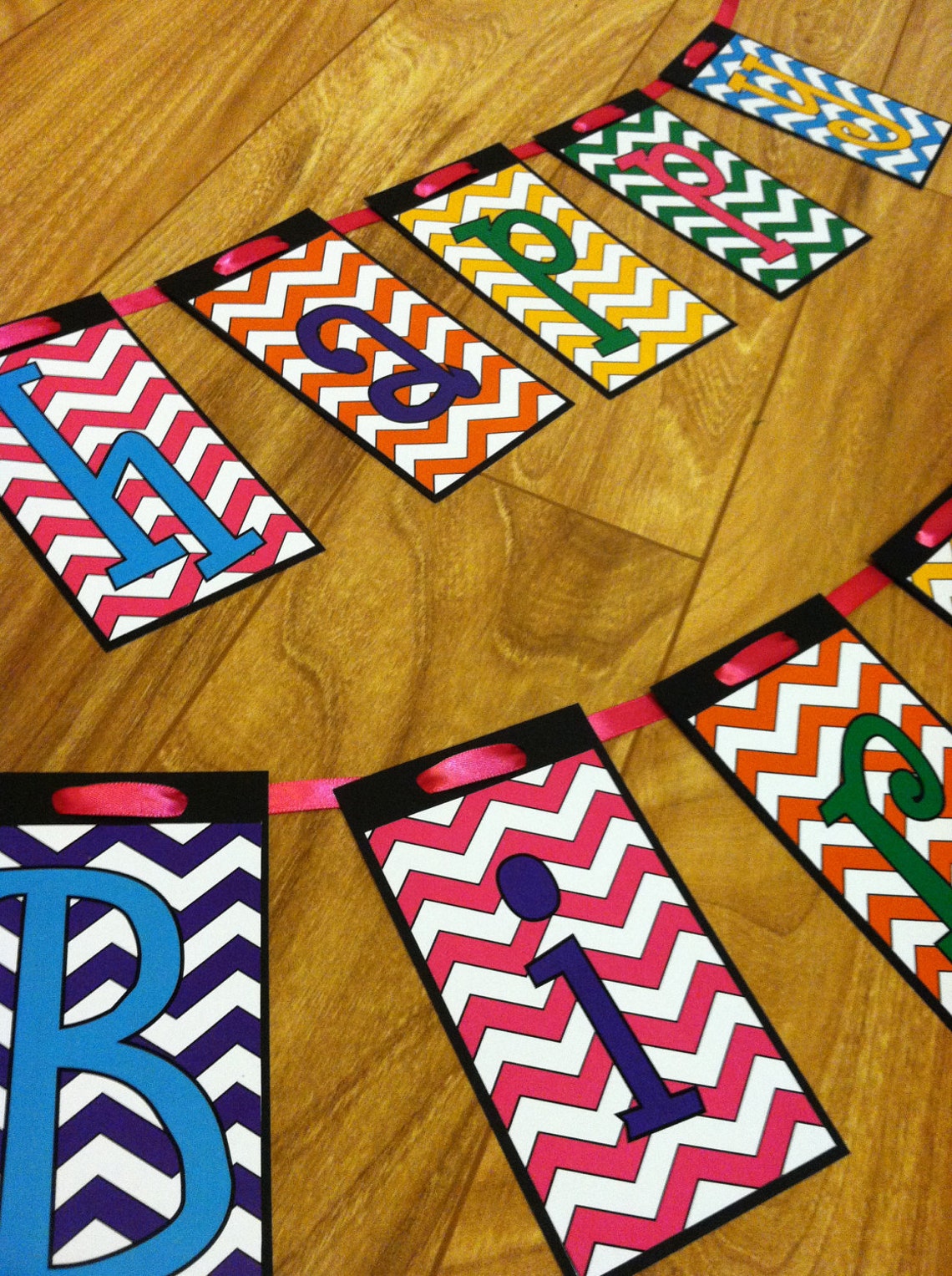 Rainbow Chevron Happy Birthday Party Banner Party - Etsy