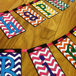 Rainbow Chevron Happy Birthday Party Banner, Party Decorations ...