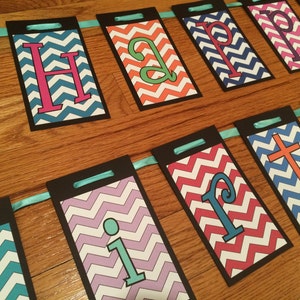 Multi Color Chevron Happy Birthday Party Banner, Birthday Banner ...