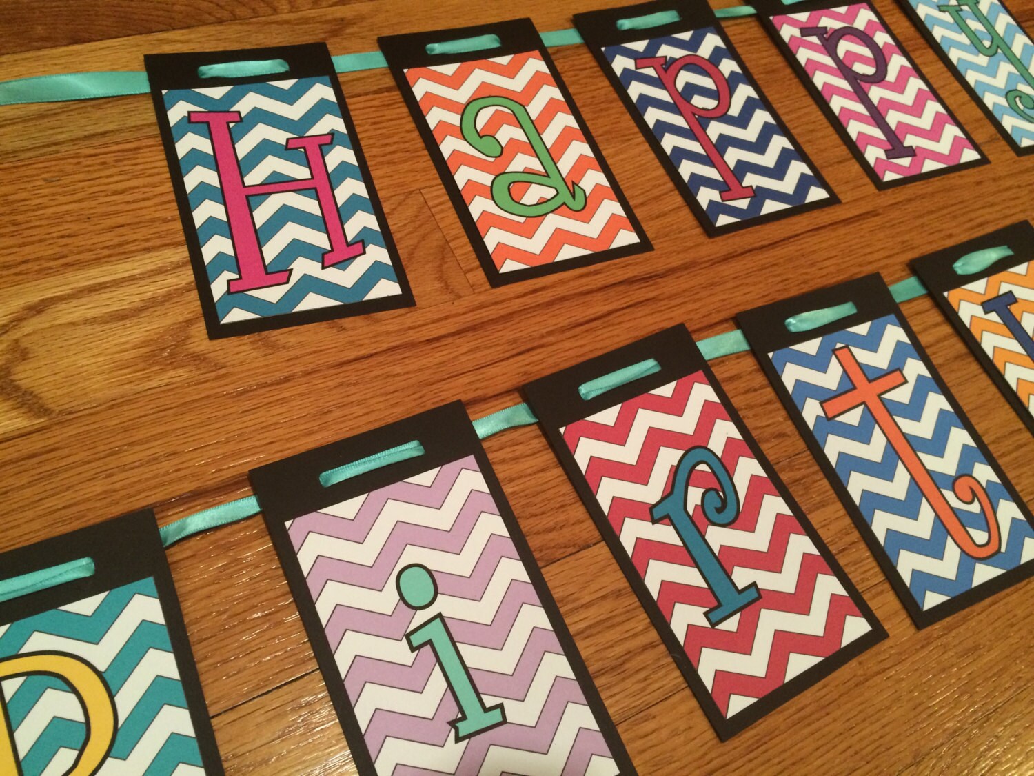 Multi Color Chevron Happy Birthday Party Banner, Birthday Banner ...