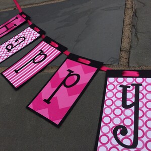 Happy Birthday Bright Pink/light Pink/white Chevron, Circle & Stripes ...