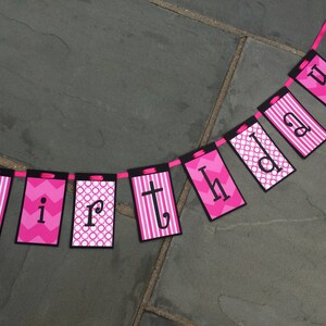 Happy Birthday Bright Pink/light Pink/white Chevron, Circle & Stripes ...