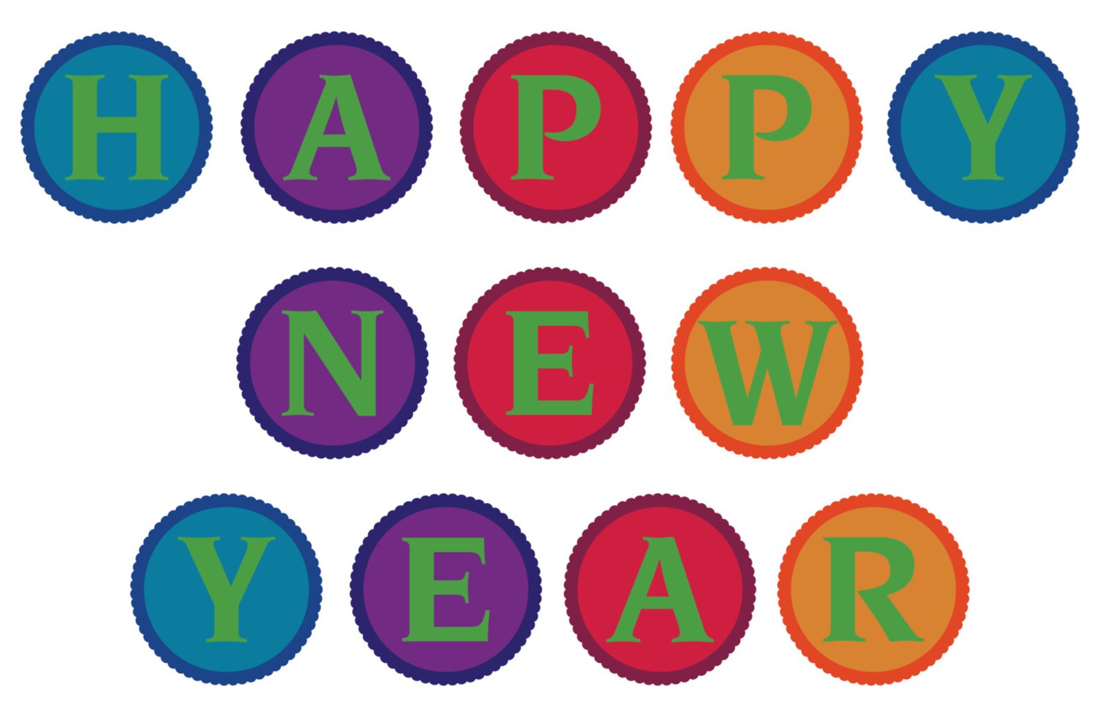 Happy New Year colorful digital banner New Years decoration | Etsy