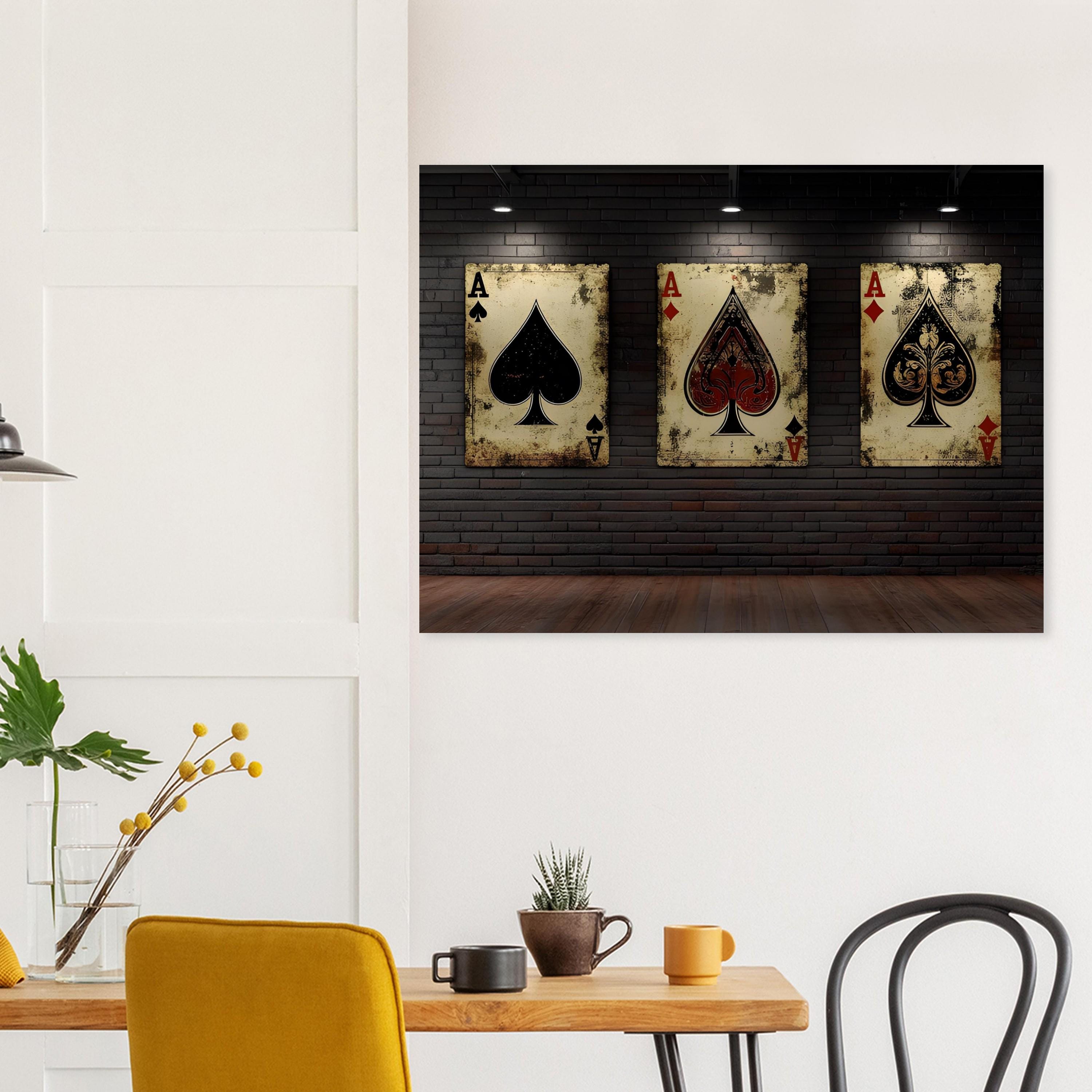 Vintage Ace Collection, Printable Poster Rustic Playing Card Art Prints ...