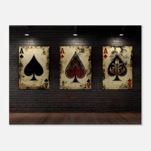 Vintage Ace Collection, Printable Poster Rustic Playing Card Art Prints ...