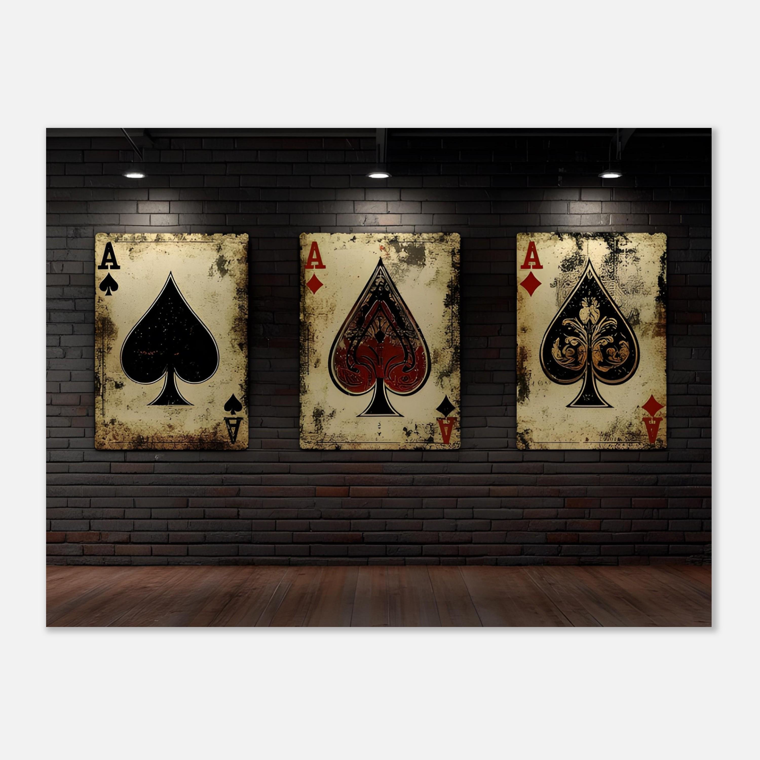 Vintage Ace Collection, Printable Poster Rustic Playing Card Art Prints ...