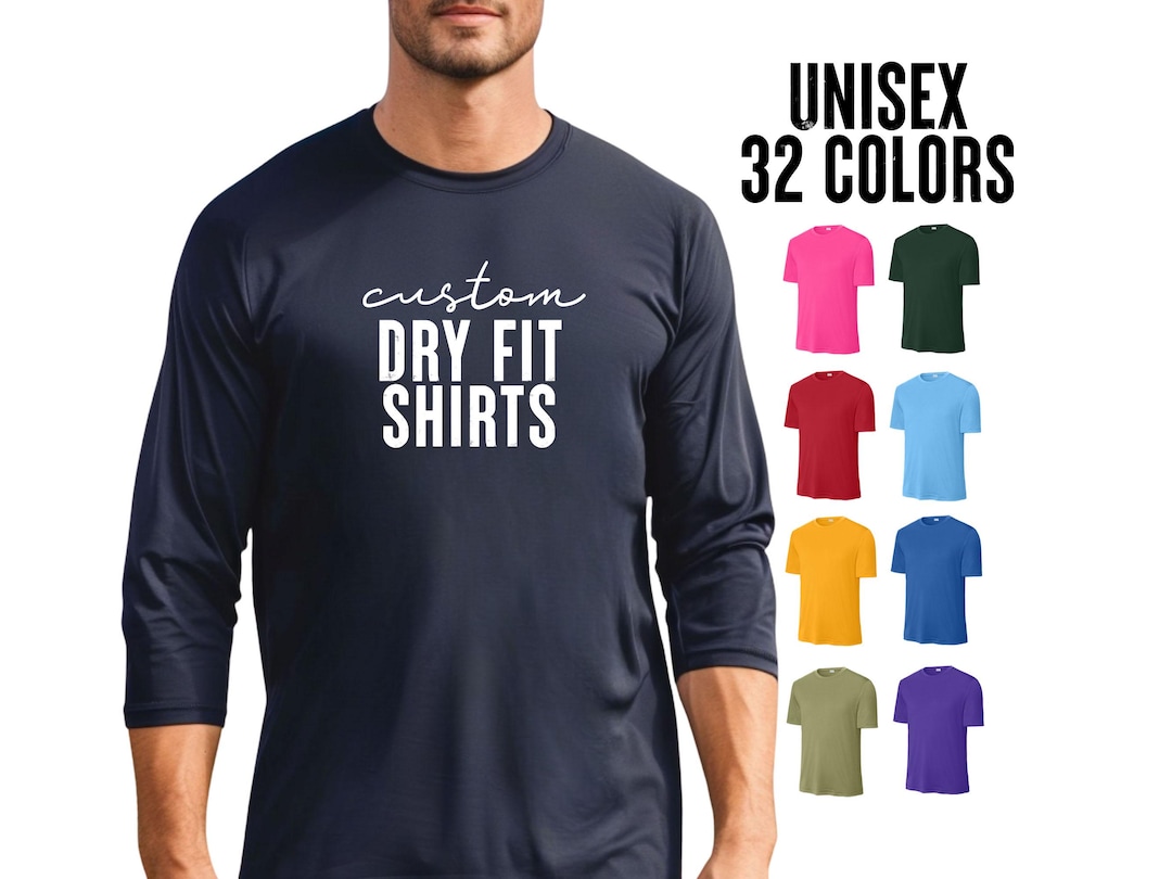 Personalized Dry Fit Shirt - Custom Long Sleeved Tshirt Sports Moisture ...