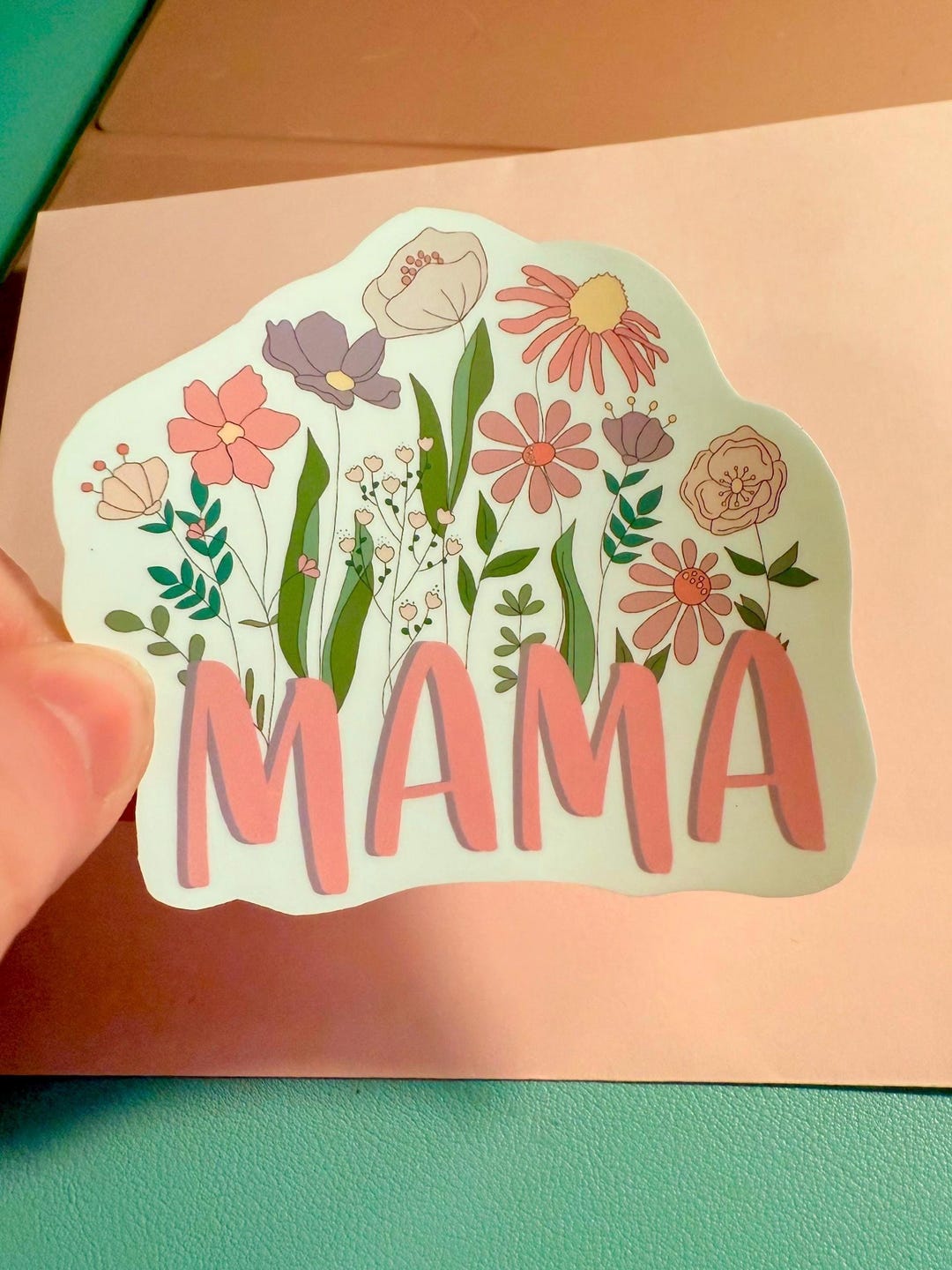 Mama Bubble Letters and Flowers Handmade Waterproof Sticker - Etsy