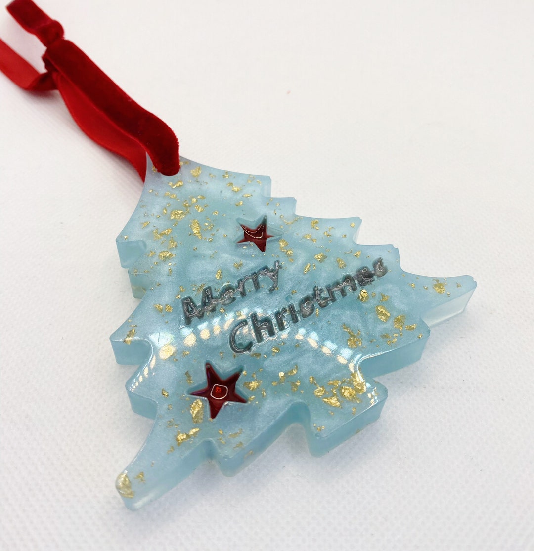 Blue Merry Christmas Tree With Stars Ornament for Christmas Gift ...