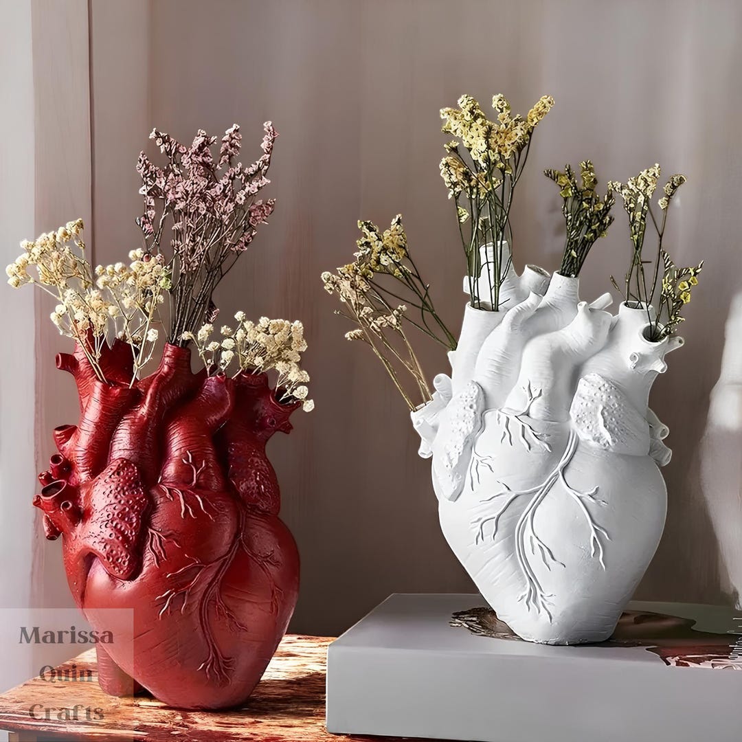 Anatomical Heart Shaped Vase Resin Heart-shaped Pot Garden Decor ...