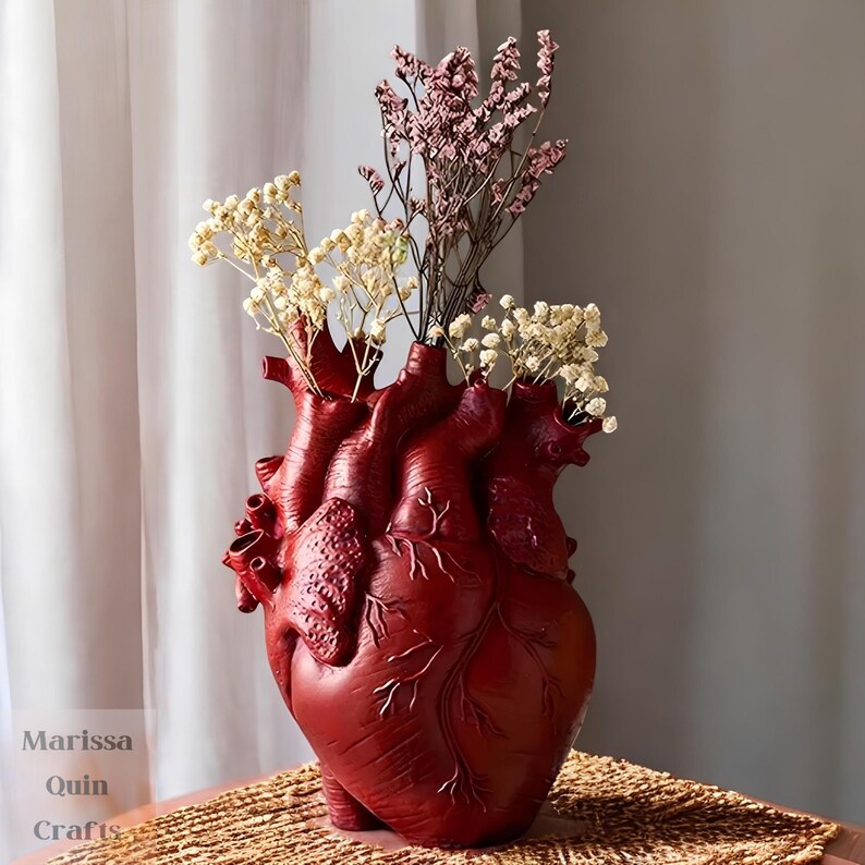 Anatomical Heart Shaped Vase Resin Heart-shaped Pot Garden Decor ...