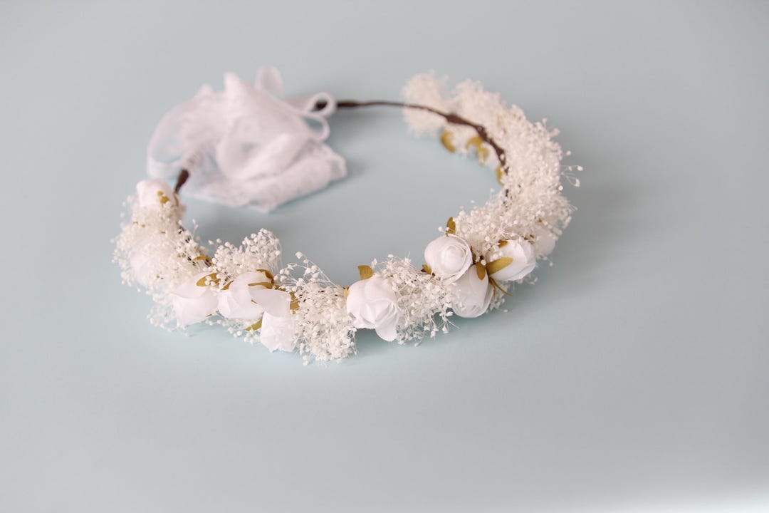 First Communion Headpiece, Flower Girl Headband, Baby's Breath Crown ...