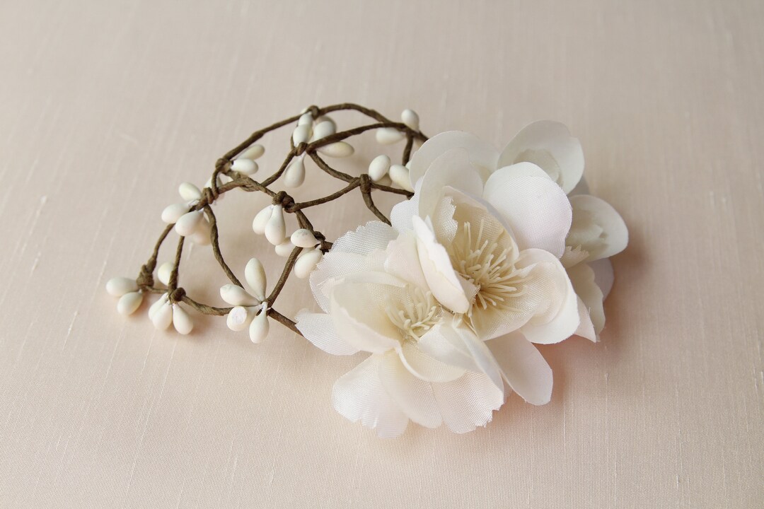 Flower Hair Accessory Ivory Flower Hair Clip Rustic Wedding - Etsy