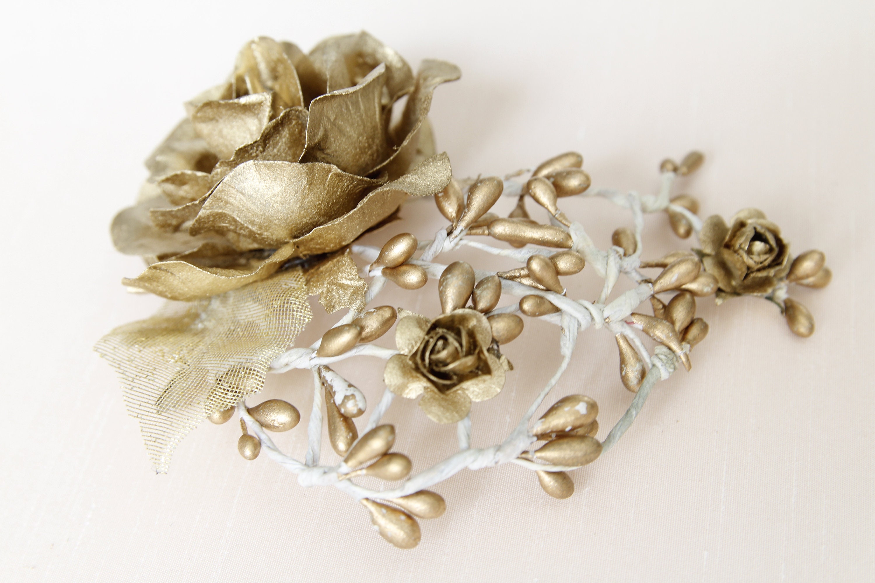 Rose Gold Flower Hair Clip at Marcus Riedel blog