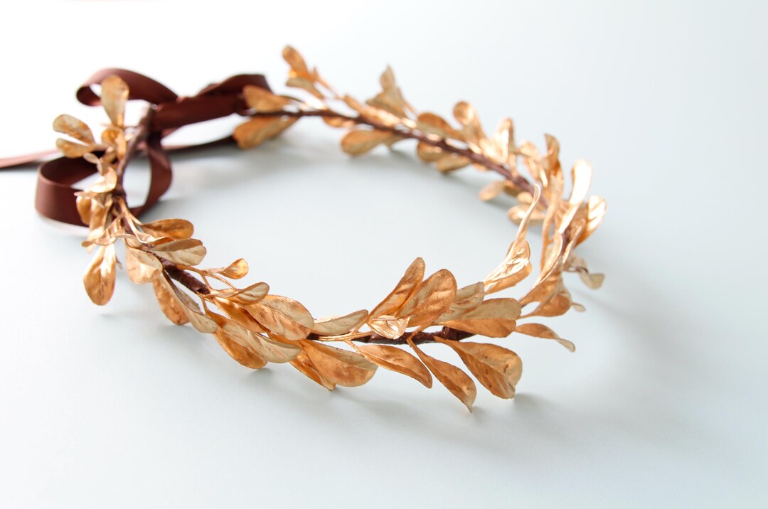 Gold Leaf Crown, Goddess Head Piece, Gold Headband, Roman Leaf Tiara ...