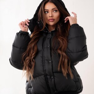 Oversize Red Puffer Coat, Waterproof Eco-puff Insulated Winter Midi ...
