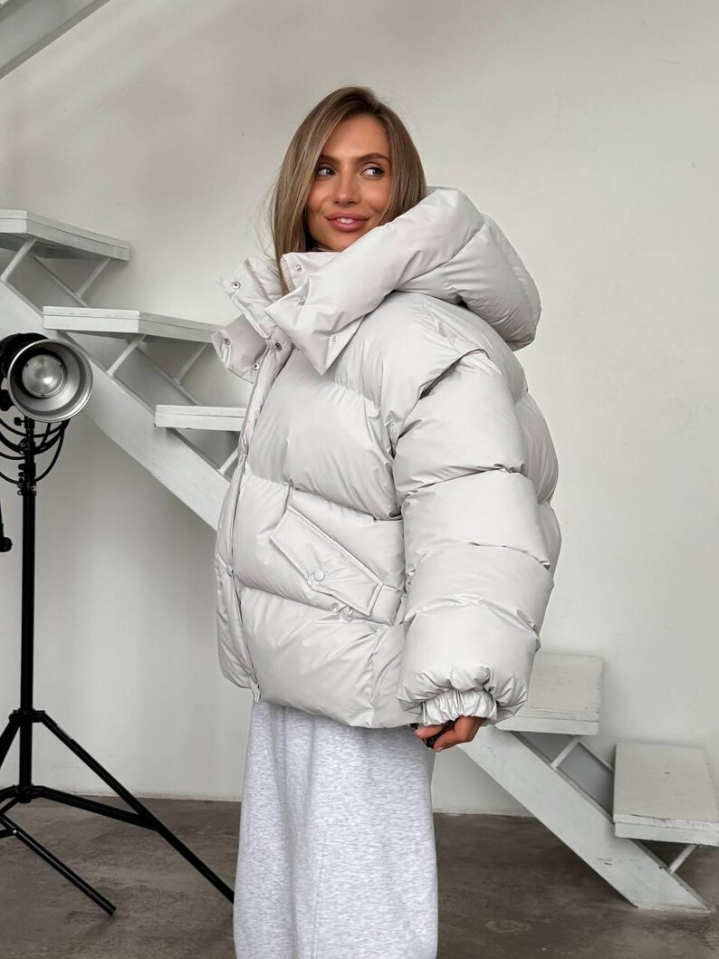 Blue Glossy Puffer Jacket, Boho, Long Coat, Winter Coat Women, Custom ...